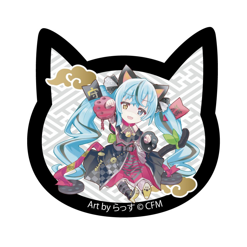 Hatsune Miku x Lucky Cat Cat-shaped Acrylic Magnet Art by Rassu Black ...
