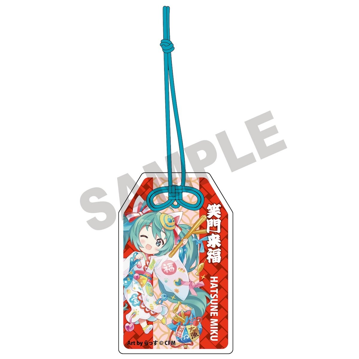 Hatsune Miku x Lucky Cat Omamori Charm-style Acrylic Tag Art by Rassu ...