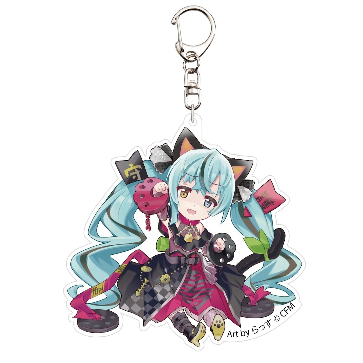 Hatsune Miku x Lucky Cat Acrylic Keychain Art by Rassu Black Cat ...