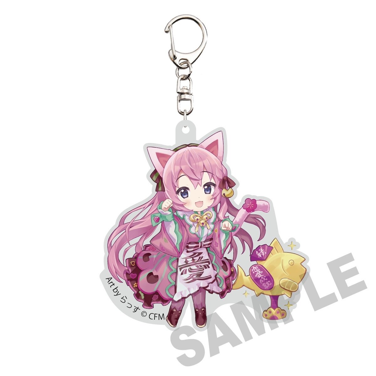 Hatsune Miku x Lucky Cat Die-cut Acrylic Keychain Art by Rassu - Tokyo ...