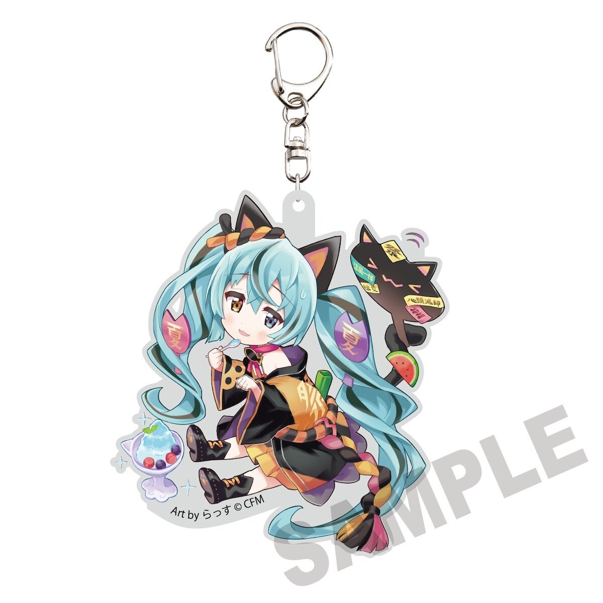 Hatsune Miku x Lucky Cat Die-cut Acrylic Keychain Art by Rassu - Tokyo ...