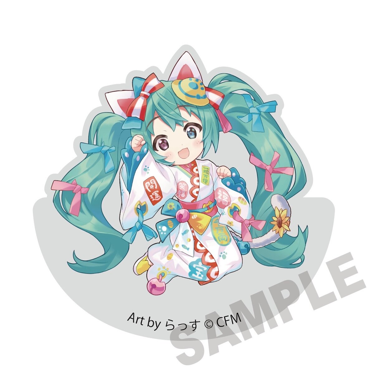 Hatsune Miku x Lucky Cat Wobbly Acrylic Block Art by Rassu - Tokyo ...
