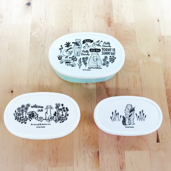 Hello Marche Botanical Series Elliptical Lunch Box 3-Piece Set - Tokyo ...