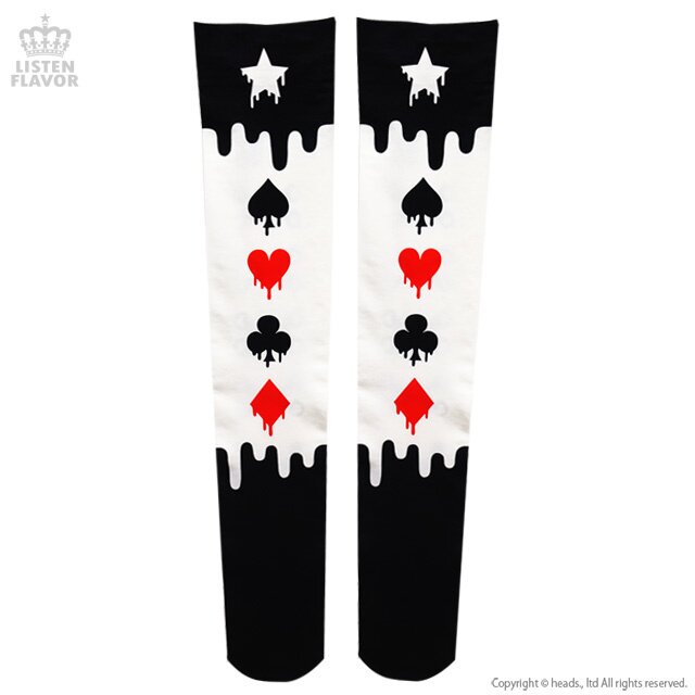 LISTEN FLAVOR High-Laced Playing Card Multicolor Knee-High Socks ...