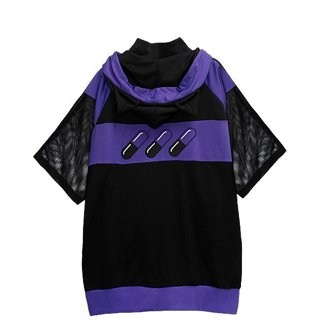 LISTEN FLAVOR Cat Ear Capsule Mesh Jersey Hoodie: Listen LISTEN FLAVOR Cat Ear Capsule Mesh Jersey Hoodie: Listen
