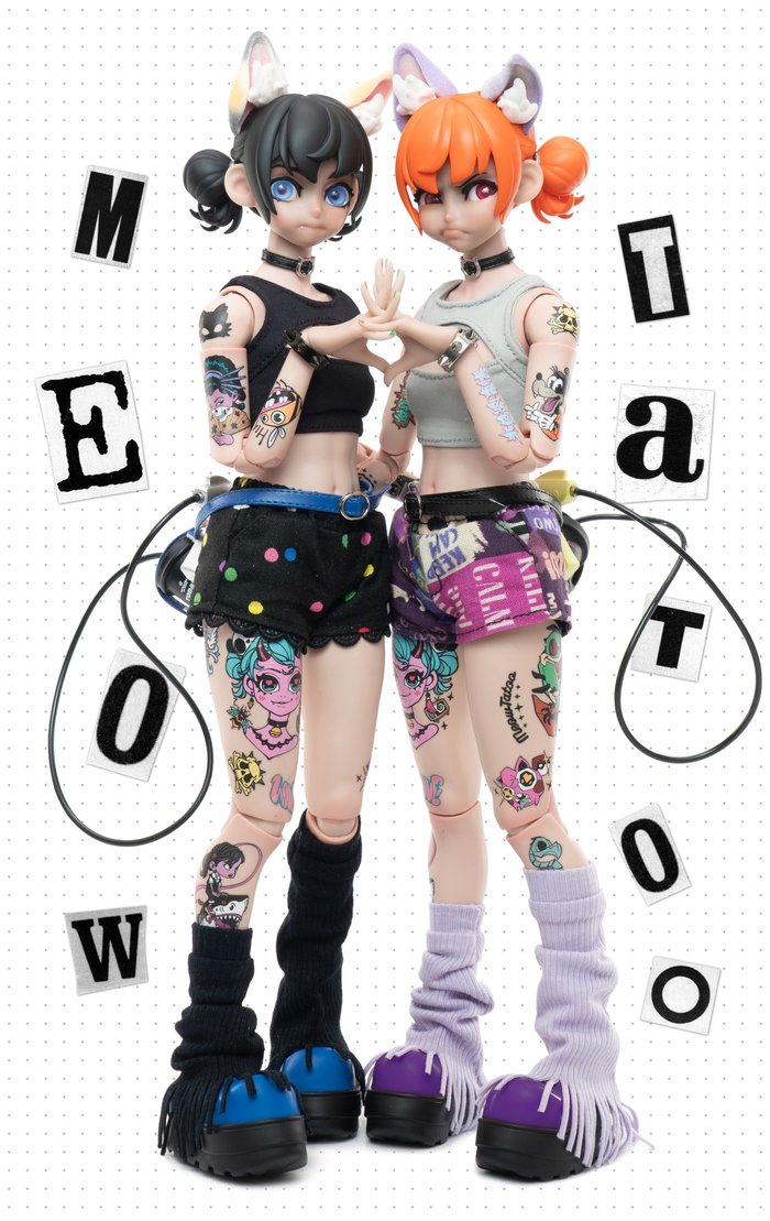 Good Morning Friend Series Meow Tattoo (Orange) 1/6 Scale Action Figure ...