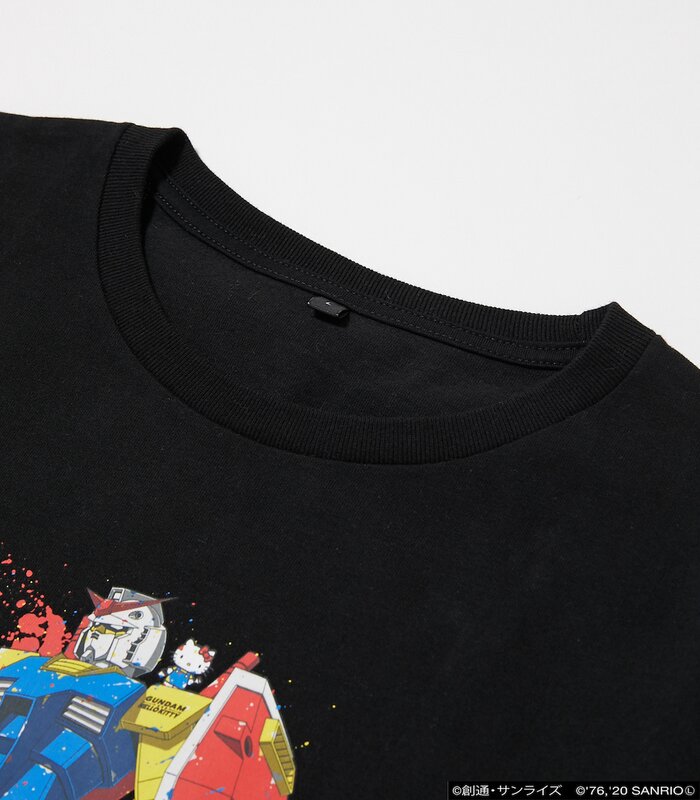 Gundam x Hello Kitty Hello Kitty's DIY Paint Gundam Black T-Shirt: R4G ...