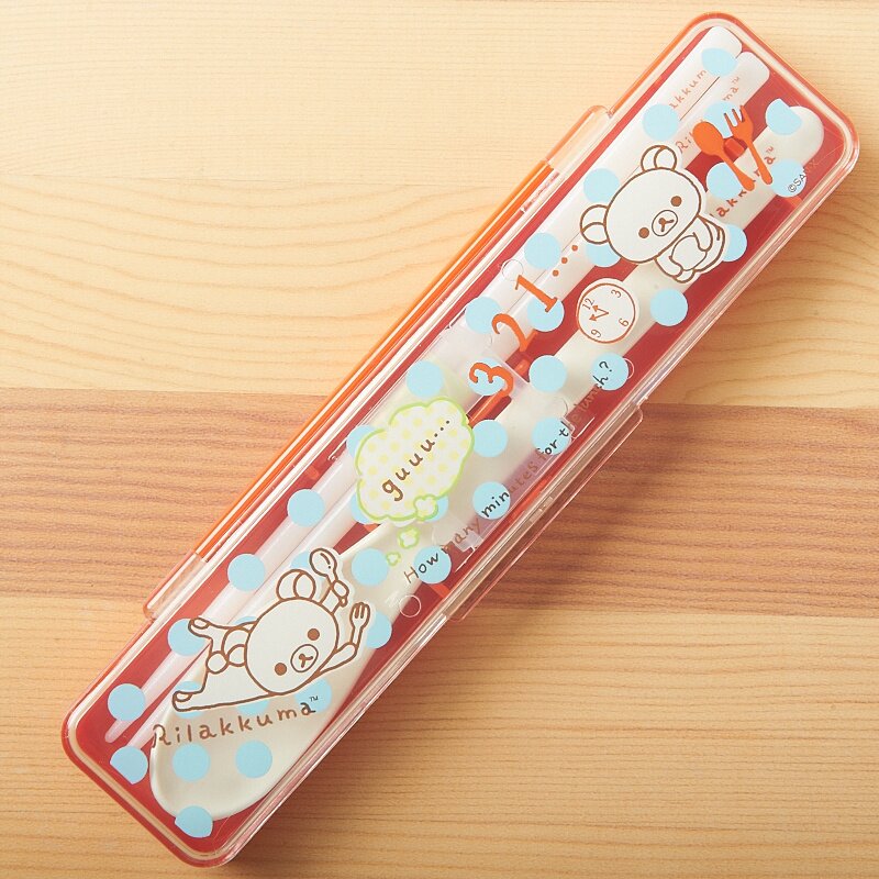 Rilakkuma Chopsticks, Spoon & Case (Blue Polka Dots): San-X - Tokyo ...