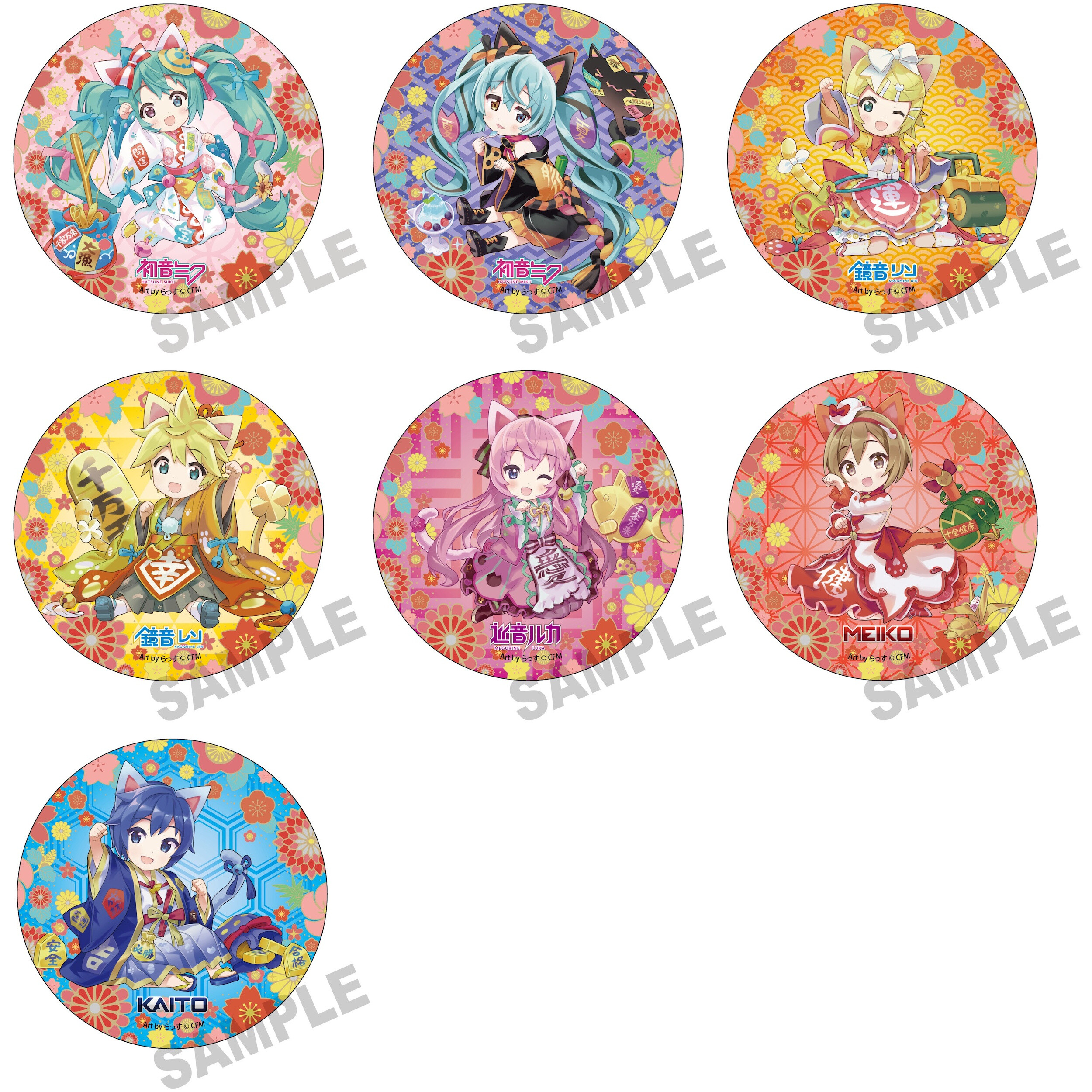 Hatsune Miku x Lucky Cat Mega Tin Badge Stand Art by Rassu - Tokyo ...