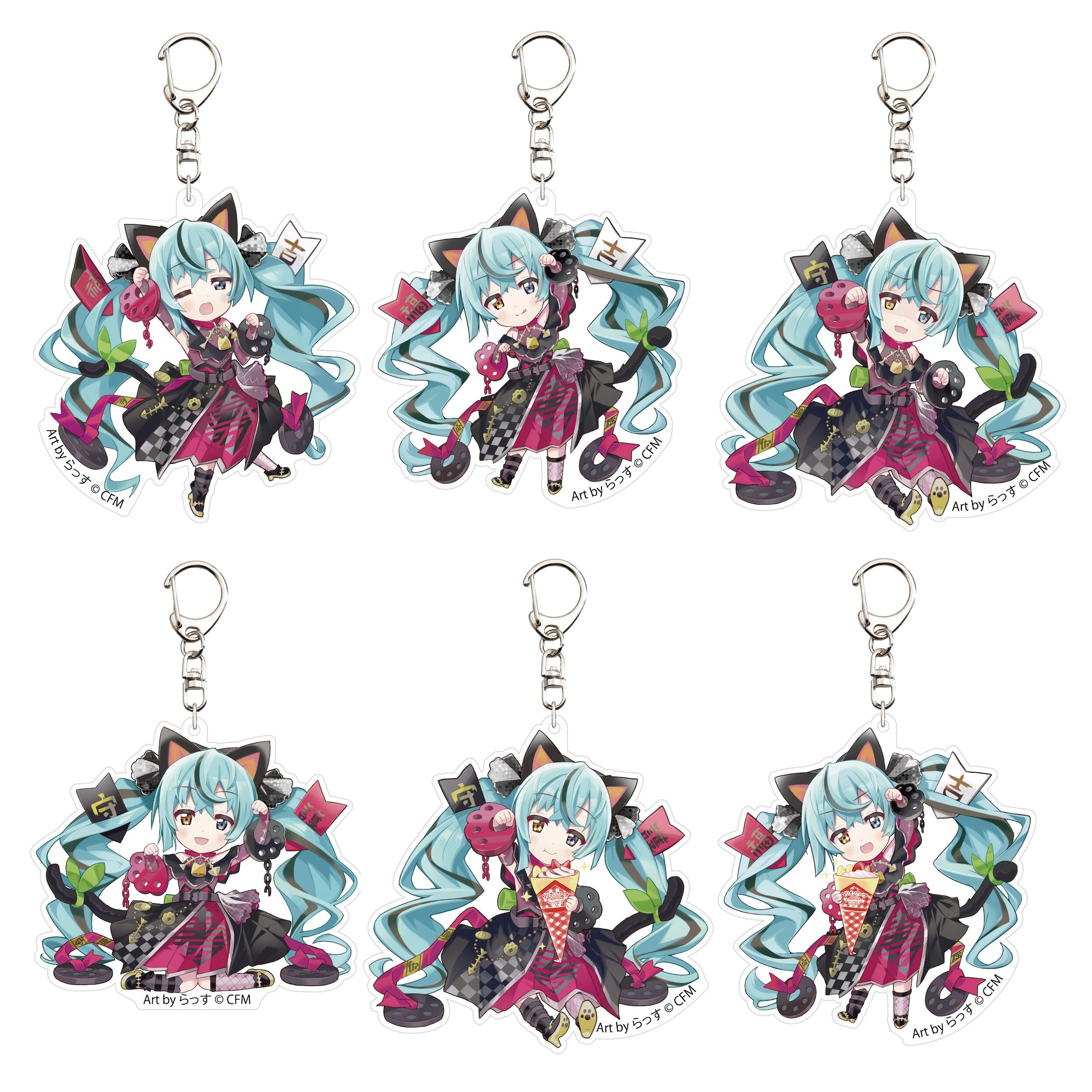 Hatsune Miku x Lucky Cat Acrylic Keychain Art by Rassu Black Cat ...