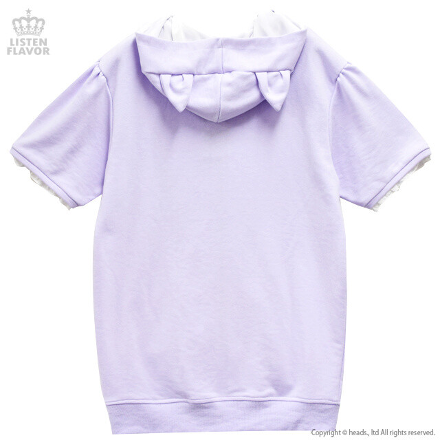 LISTEN FLAVOR Love Heart Half-Sleeve Cat Ear Zip-Up Hoodie - Tokyo ...