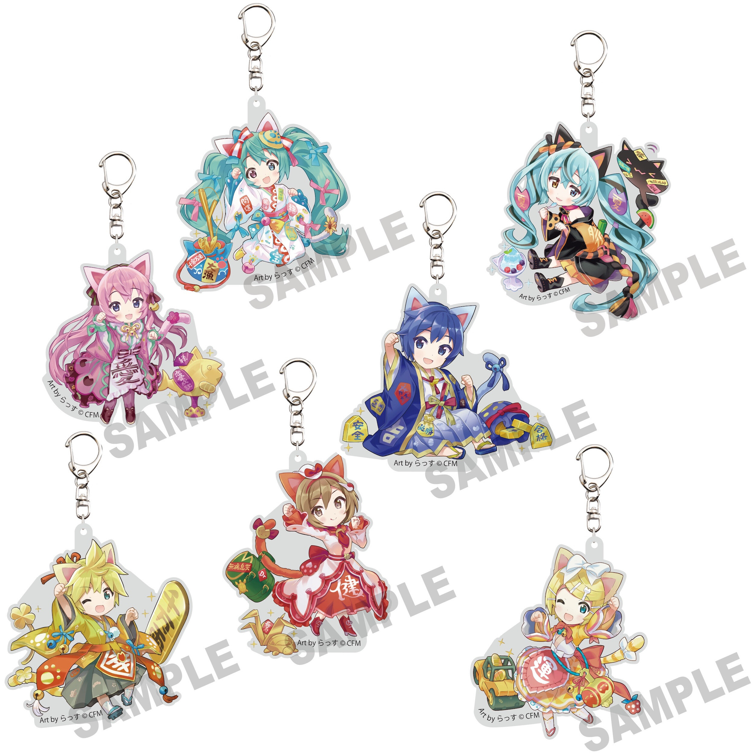 Hatsune Miku x Lucky Cat Die-cut Acrylic Keychain Art by Rassu - Tokyo ...