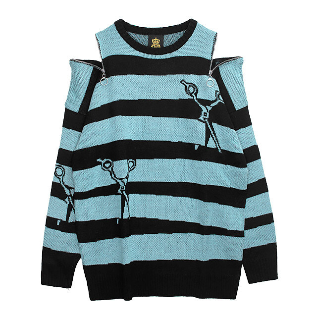 LISTEN FLAVOR Tear-off Scissors Striped Knit - Tokyo Otaku Mode (TOM)