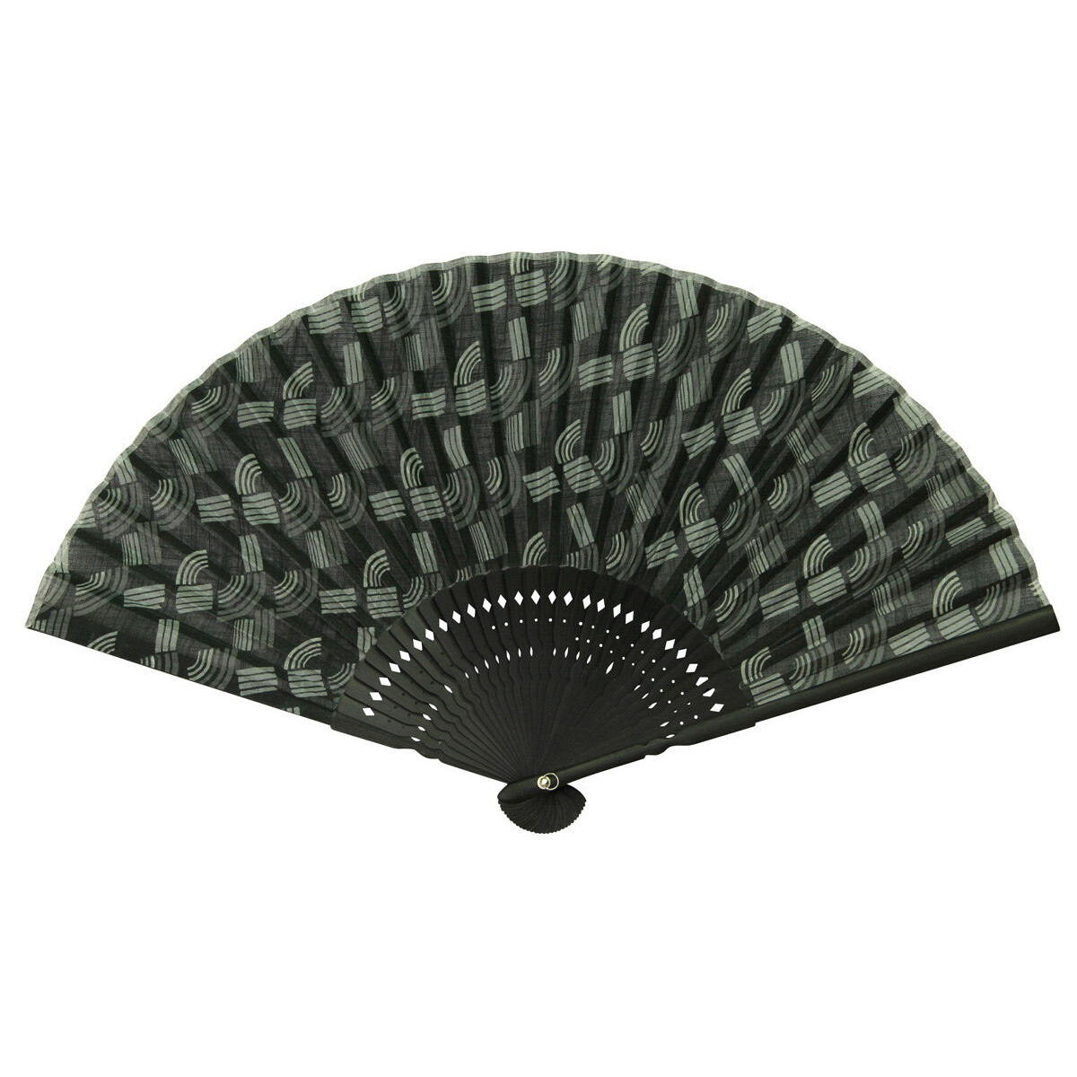 Black Geometric Design Folding Fan - Tokyo Otaku Mode (TOM)