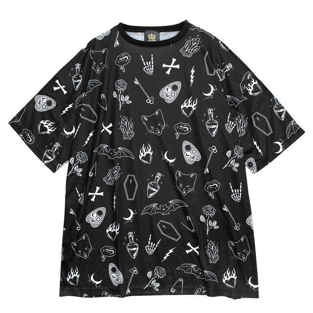 LISTEN FLAVOR Midnight Ritual Full Graphic Big T-Shirt - Tokyo Otaku ...