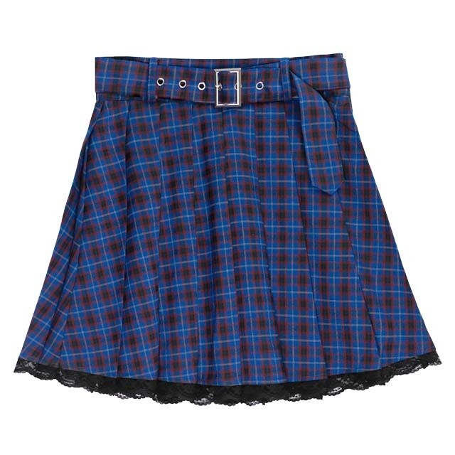 LISTEN FLAVOR Blue Plaid Pleated Mini Skirt w/ Belt - Tokyo Otaku Mode ...