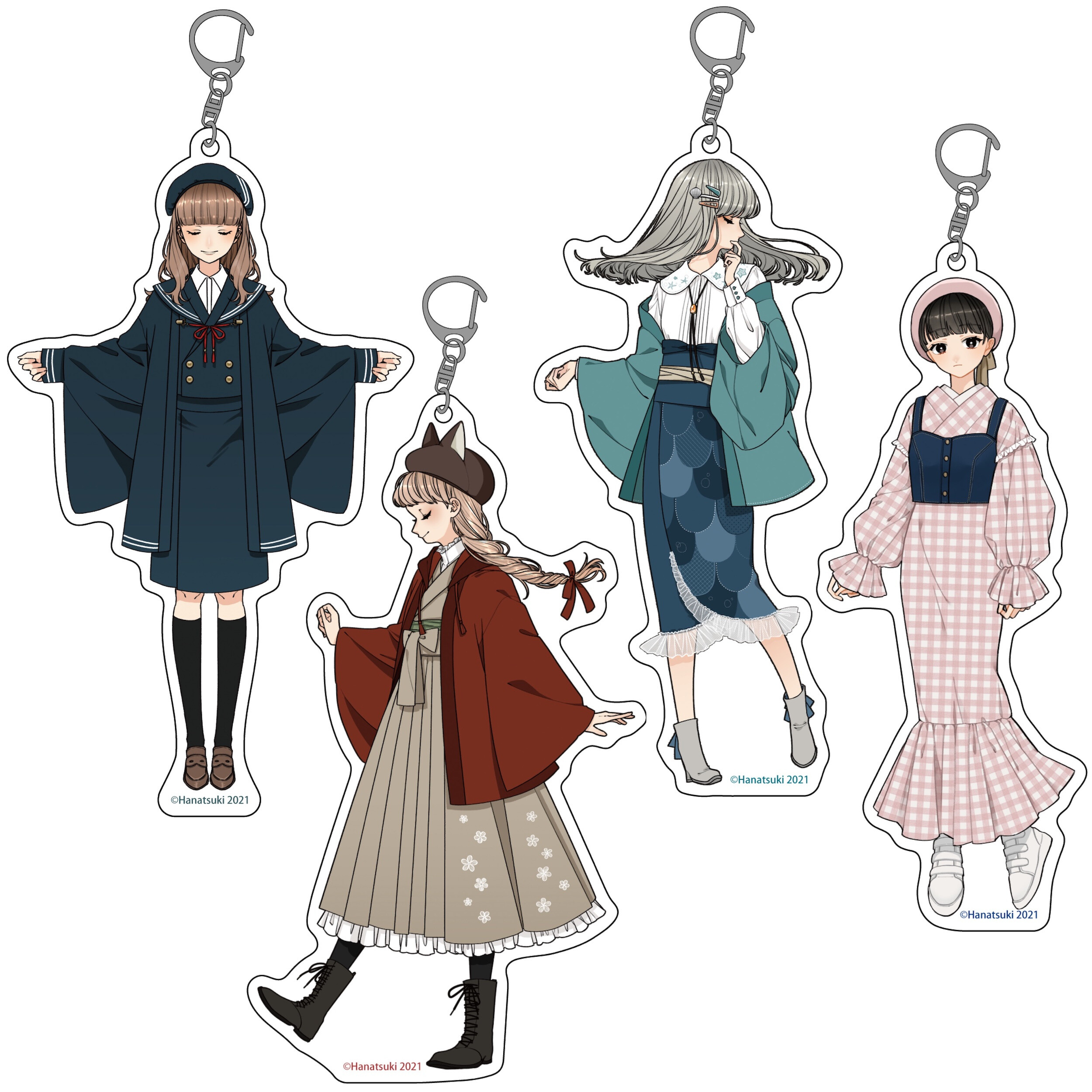 Hanatsuki Artworks: Gendai Sosaku Wafuku Acrylic Keychain: KADOKAWA 100 ...