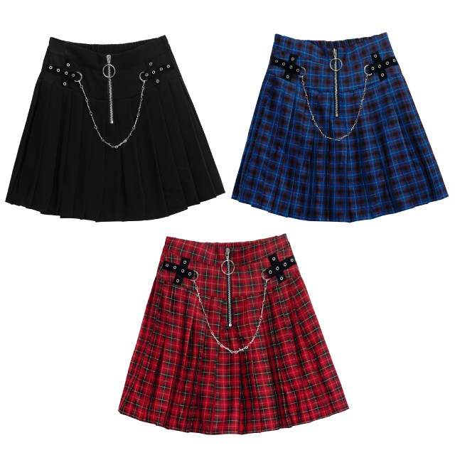 LISTEN FLAVOR Barbed Wire Chain Pleated Skirt - Tokyo Otaku Mode (TOM)