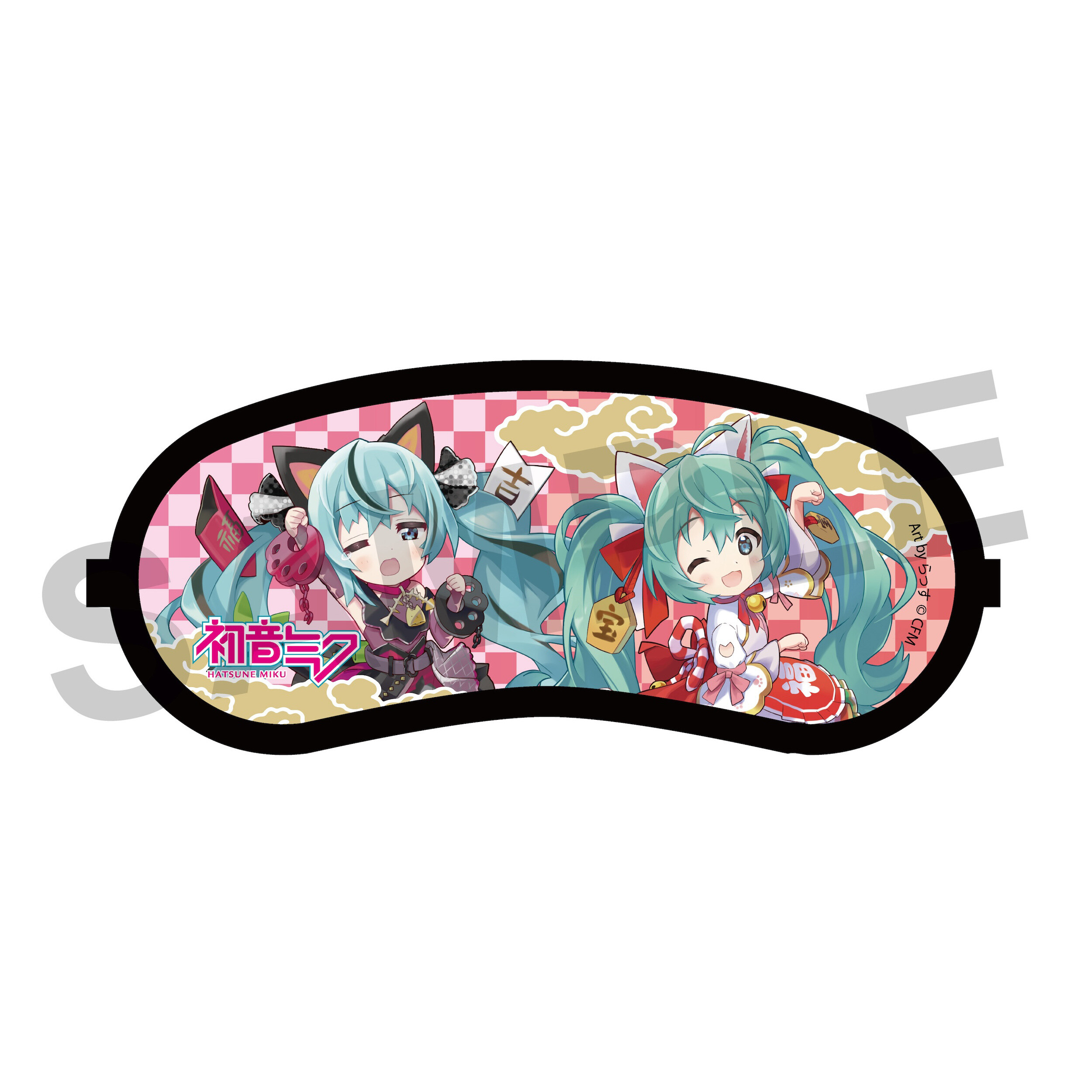 Hatsune Miku x Lucky Cat Sleeping on a High Pillow Eye Mask Art by ...