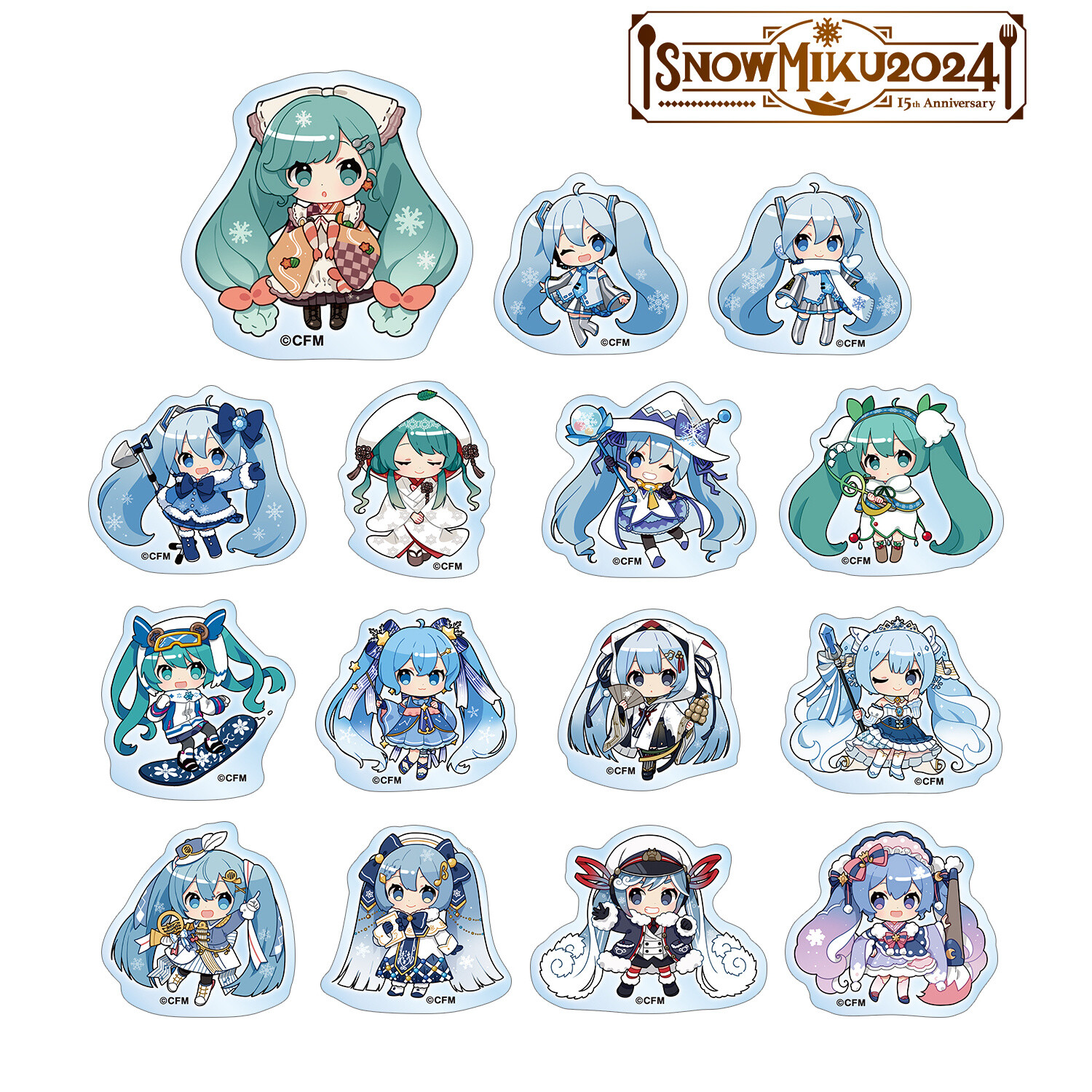 Snow Miku 2024 Art by Binchou Maguro Trading Acrylic Sticker Box Set ...